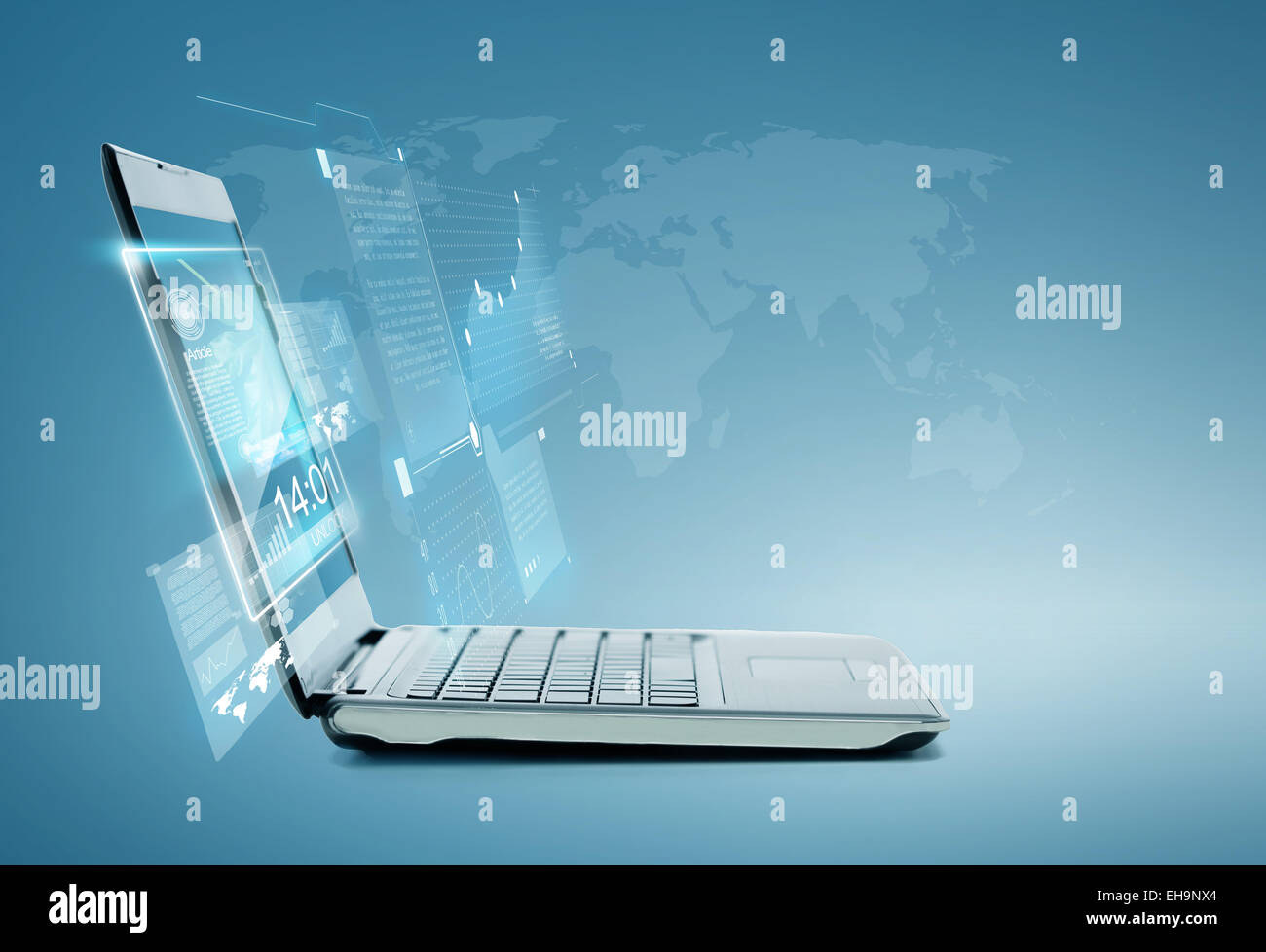 laptop computer with chart and graphs on screen Stock Photo - Alamy