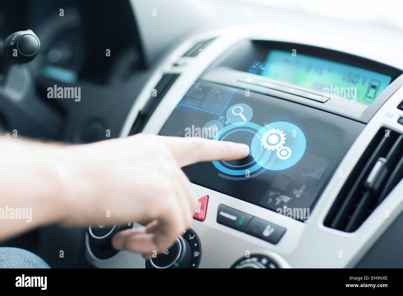 man using car control panel Stock Photo - Alamy
