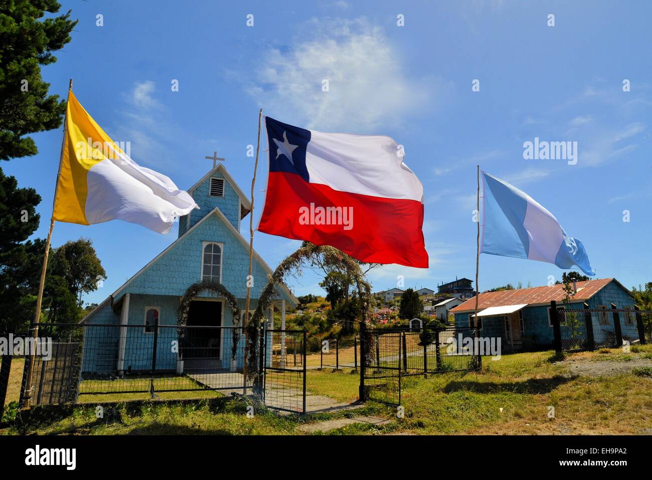 Historic wooden church, built by Jesuit, Chiloe, Chile Stock Photo - Alamy
