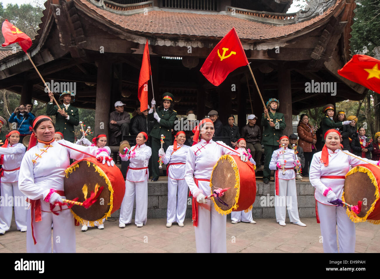 Traditional Communist songs and performance dance for new year,Tet, at ...