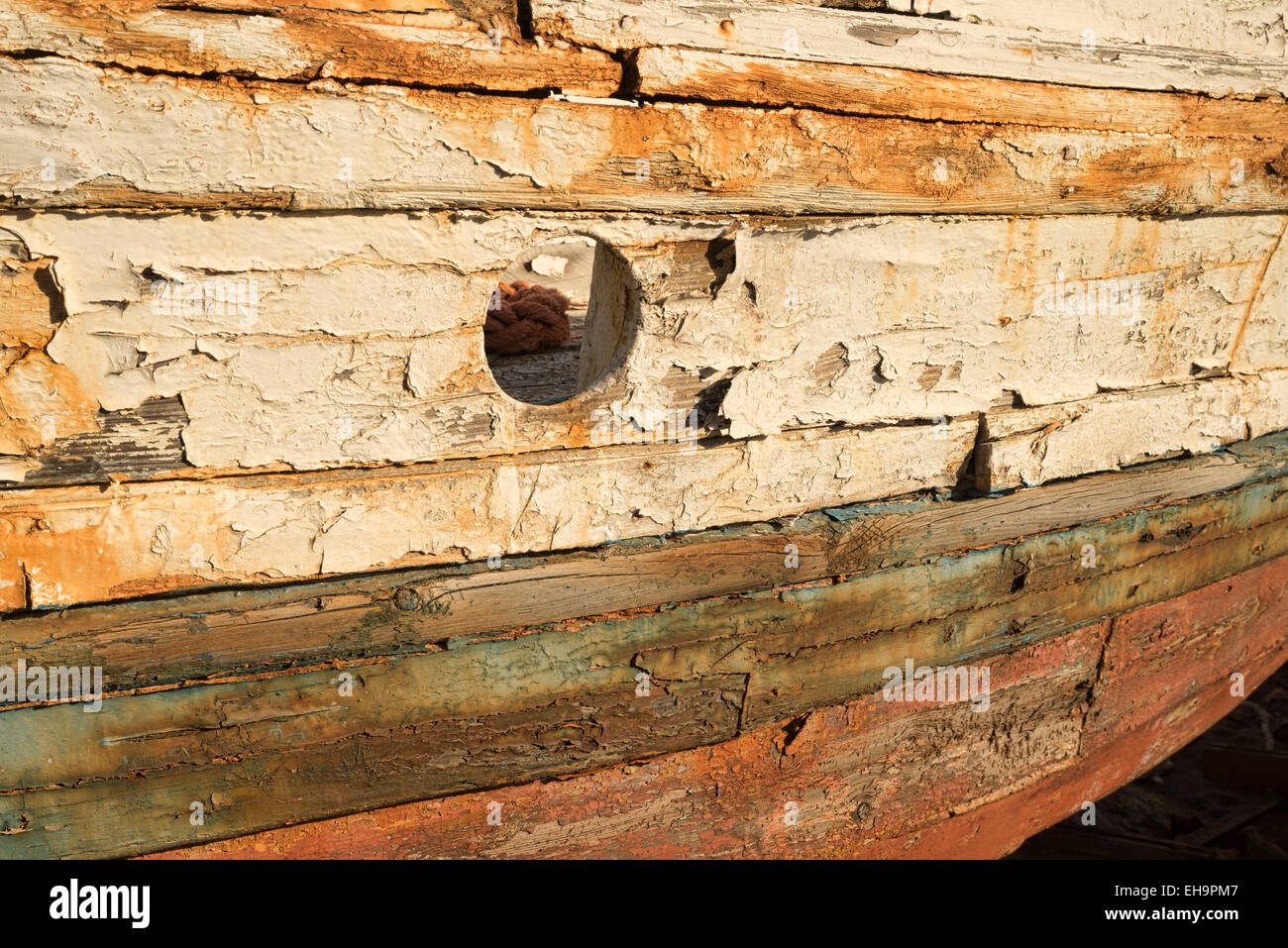Full frame take of peeling paint on rotting ship planks Stock Photo - Alamy