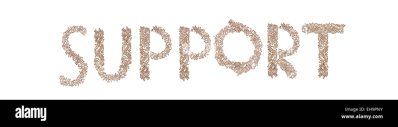 Support written in letters formed with wooden cubes with letters ...