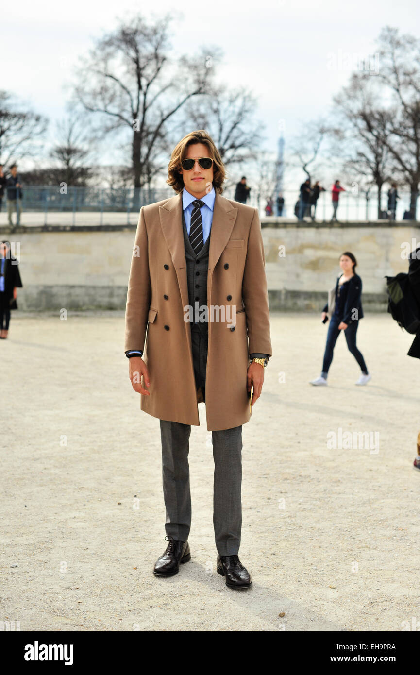 Zac Stenmark arriving at the Elie Saab runway show in Paris - March 7 ...