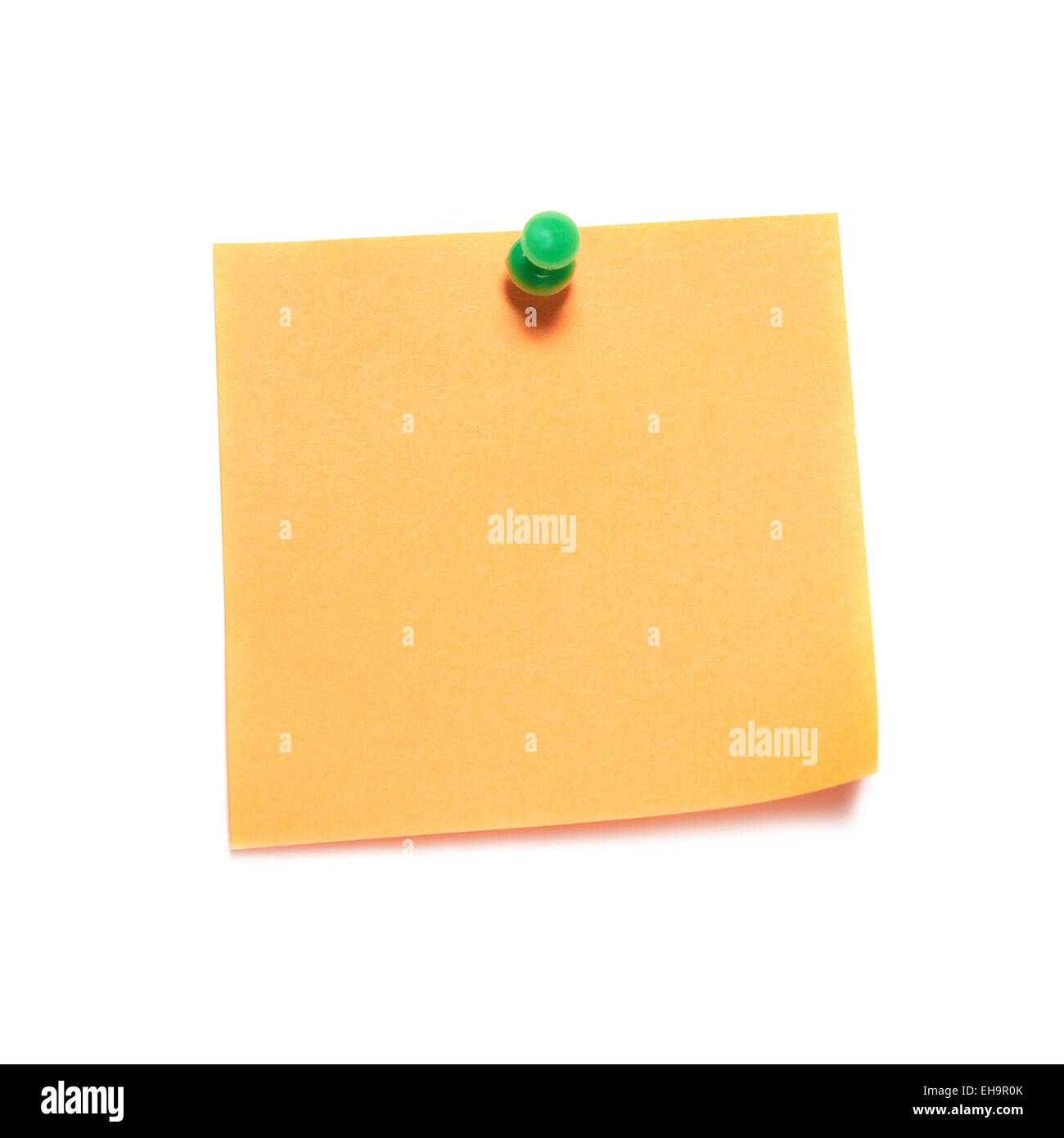 Orange note with tack isolated on white Stock Photo - Alamy