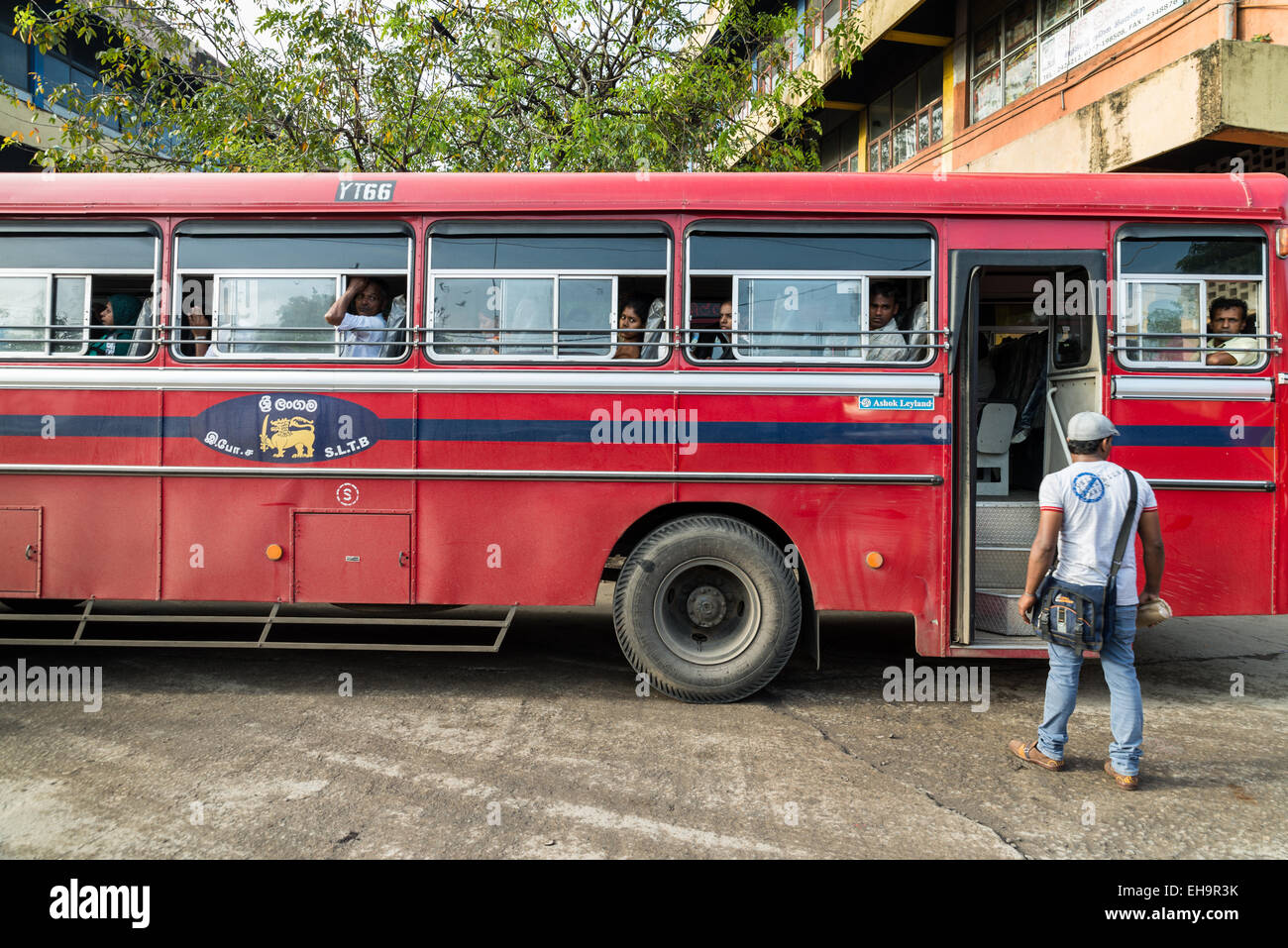 Public buses in central bus terminal in Colombo, Sri Lanka, South Asia ...