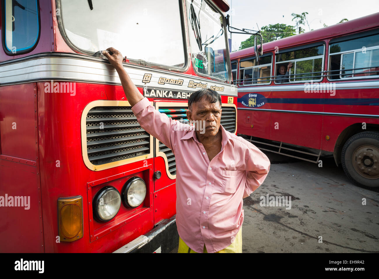 Public buses in central bus terminal in Colombo, Sri Lanka, South Asia ...