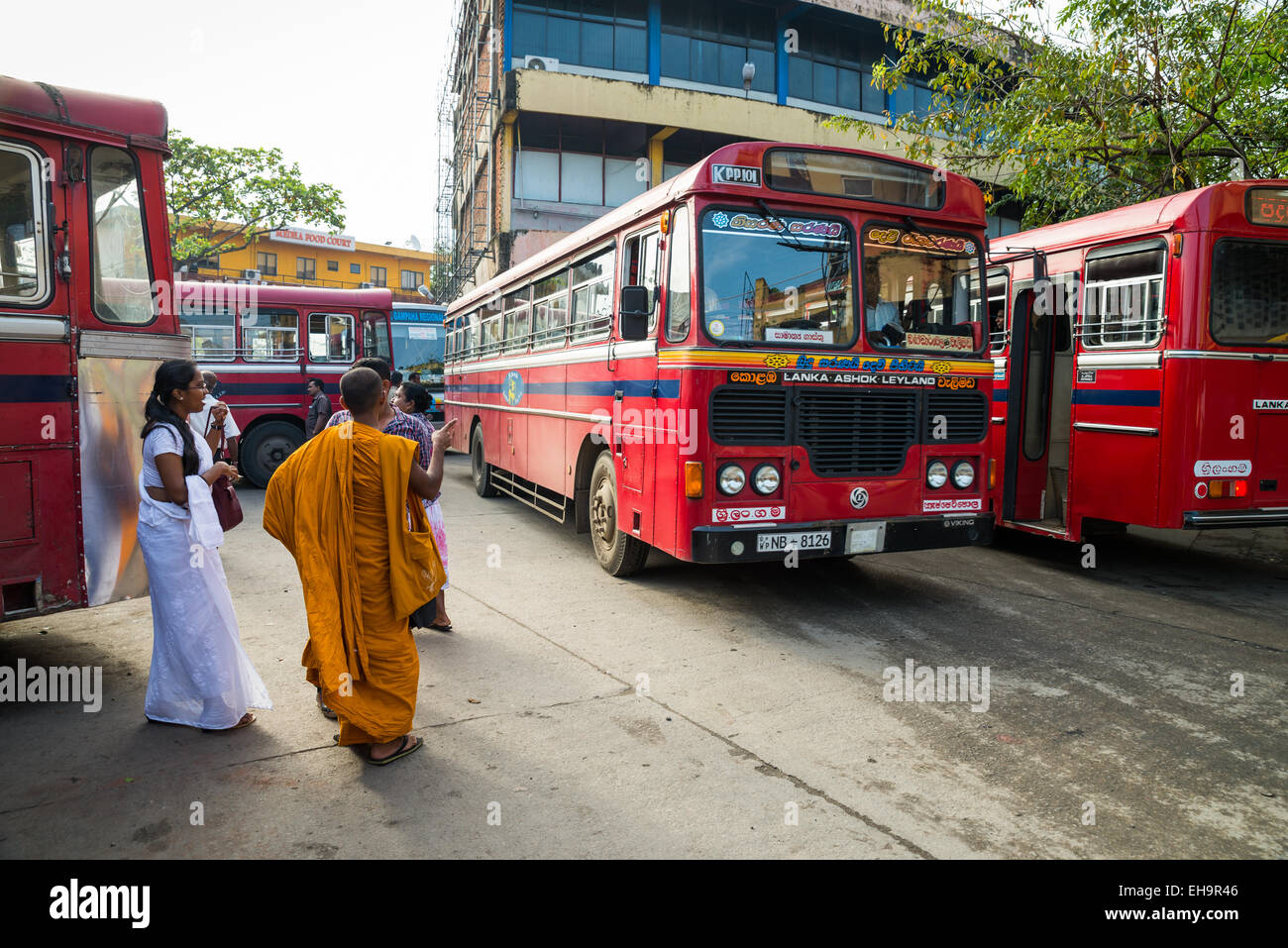Public buses in central bus terminal in Colombo, Sri Lanka, South Asia ...