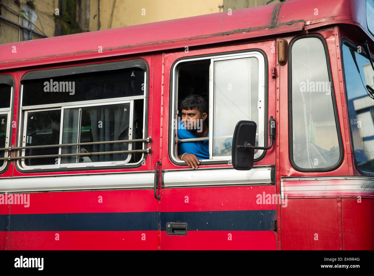 Public buses in central bus terminal in Colombo, Sri Lanka, South Asia ...