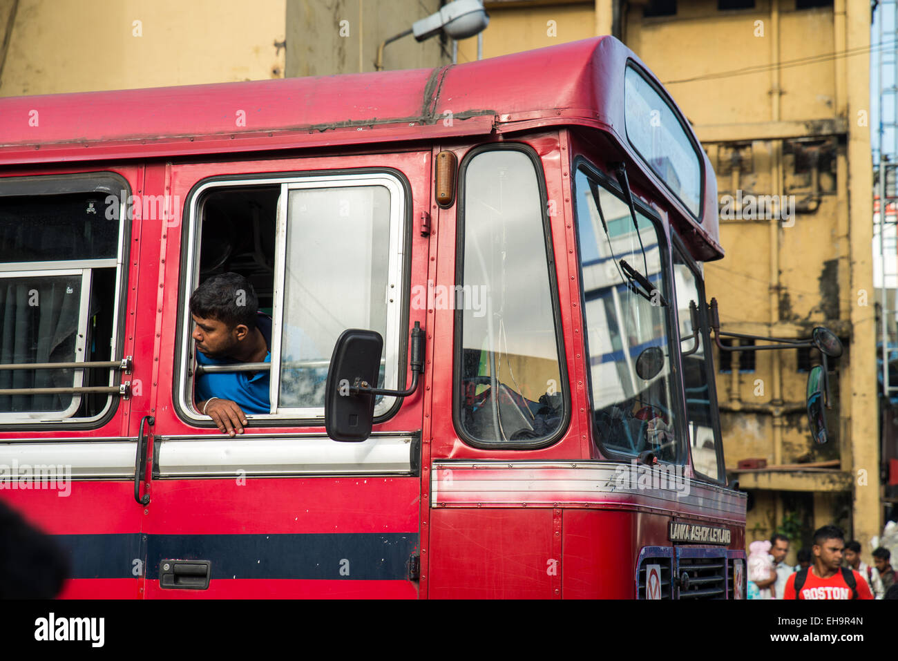 Public buses in central bus terminal in Colombo, Sri Lanka, South Asia ...