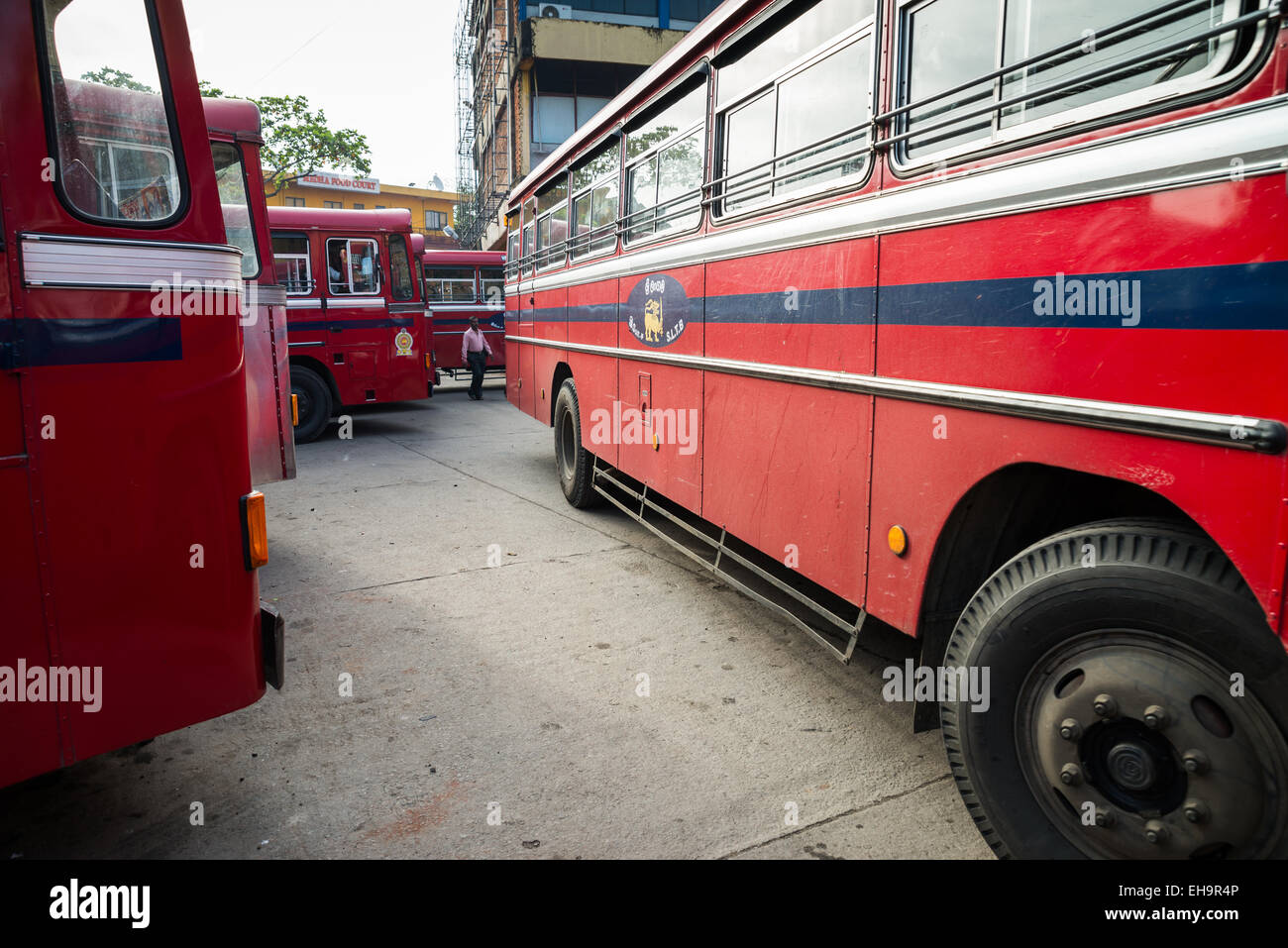 Public buses in central bus terminal in Colombo, Sri Lanka, South Asia ...