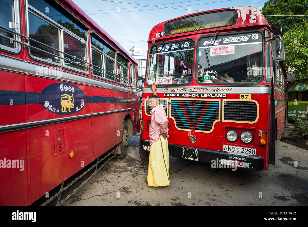 Public buses in central bus terminal in Colombo, Sri Lanka, South Asia ...