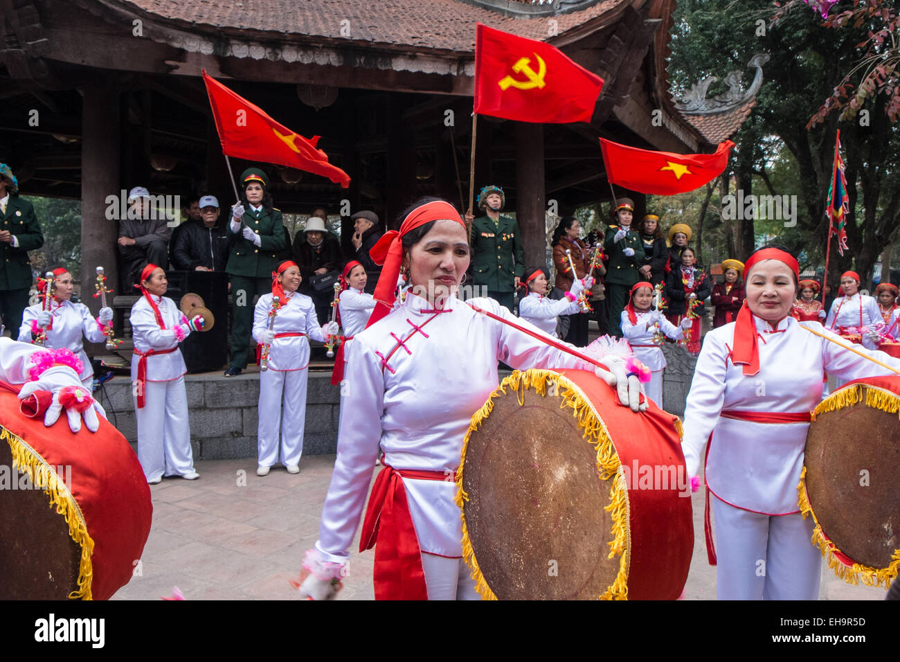 Traditional Communist songs and performance dance for new year,Tet, at ...