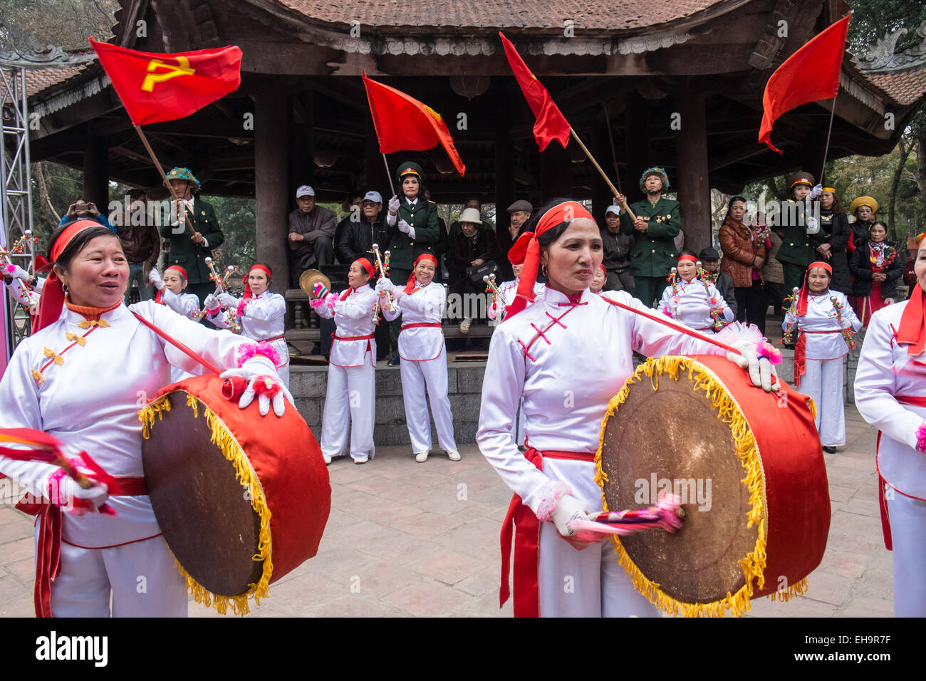 Traditional Communist songs and performance dance for new year,Tet, at ...