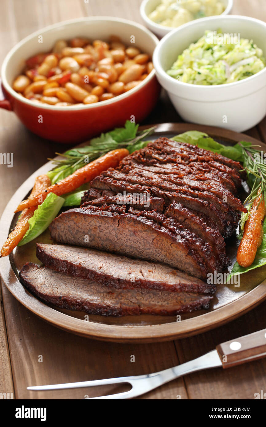 barbecue beef brisket plate Stock Photo - Alamy