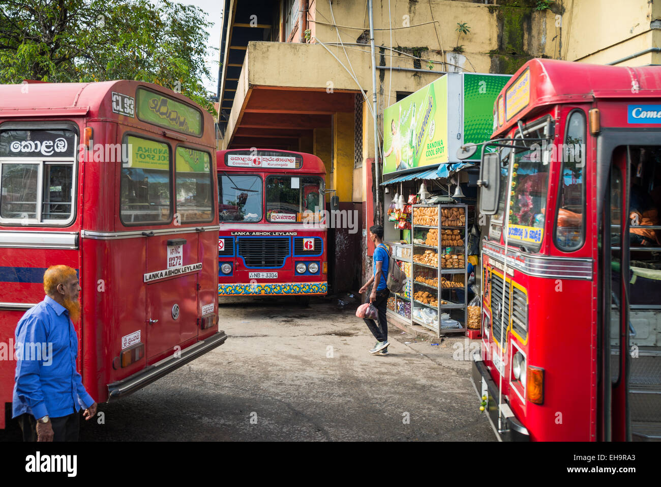 Public buses in central bus terminal in Colombo, Sri Lanka, South Asia ...
