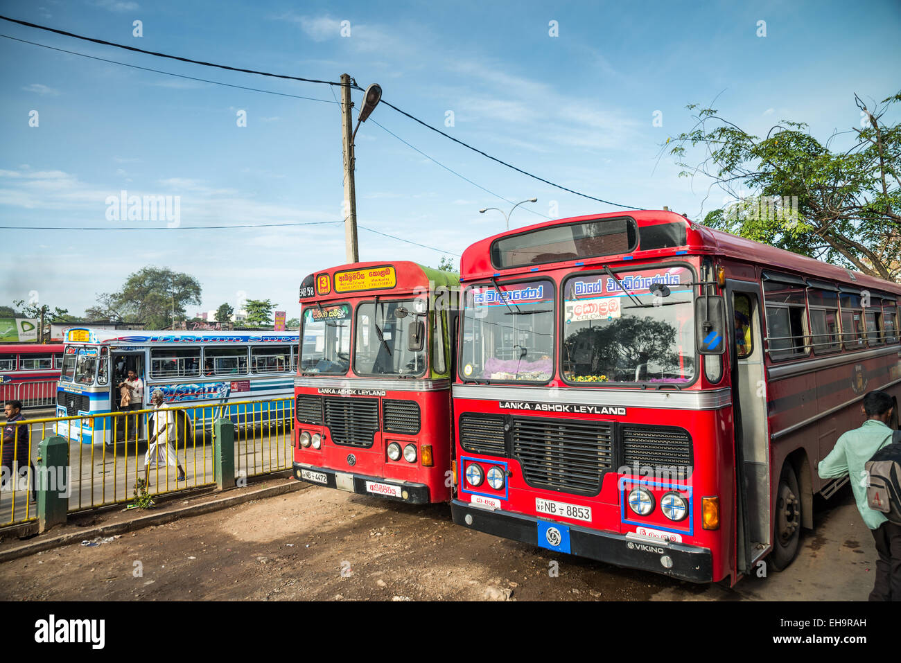 Public buses in central bus terminal in Colombo, Sri Lanka, South Asia ...