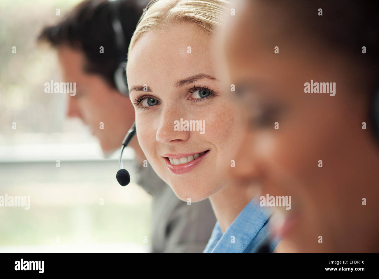 Working in call center Stock Photo - Alamy
