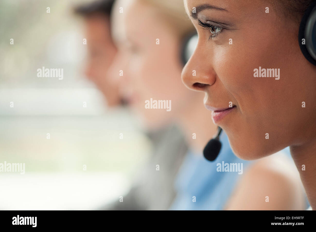 Working in call center Stock Photo - Alamy