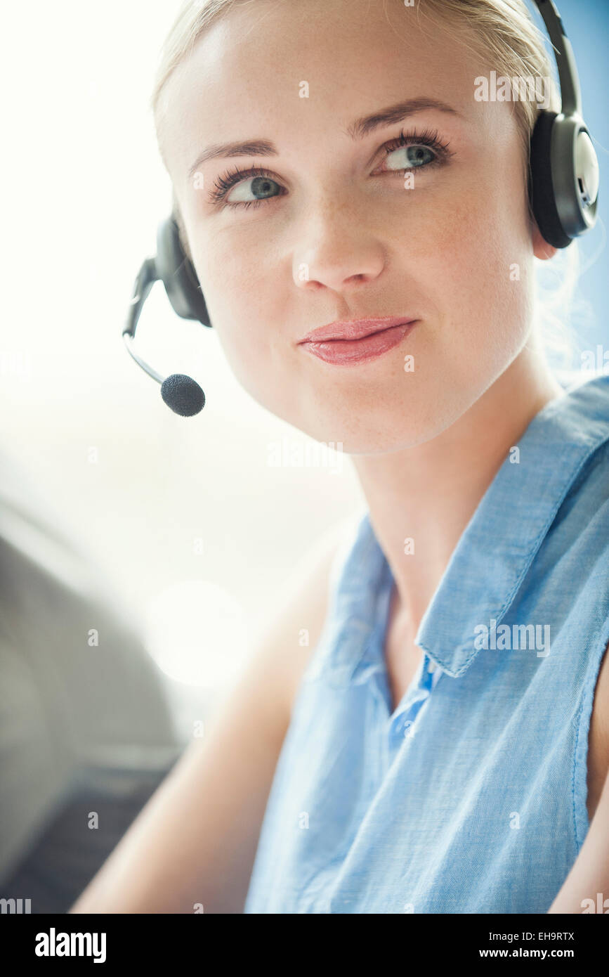 Working in call center Stock Photo - Alamy