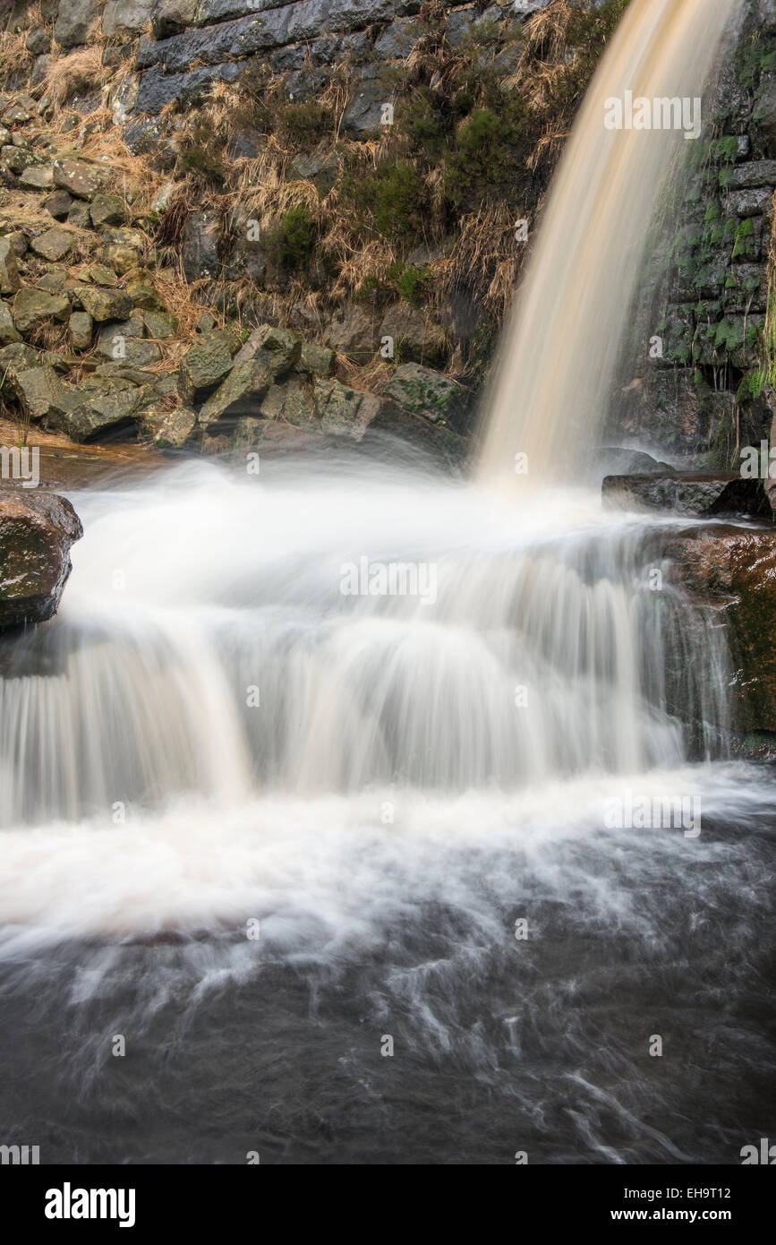 Water overflow pipes allowing water from a dam to overflow into the ...
