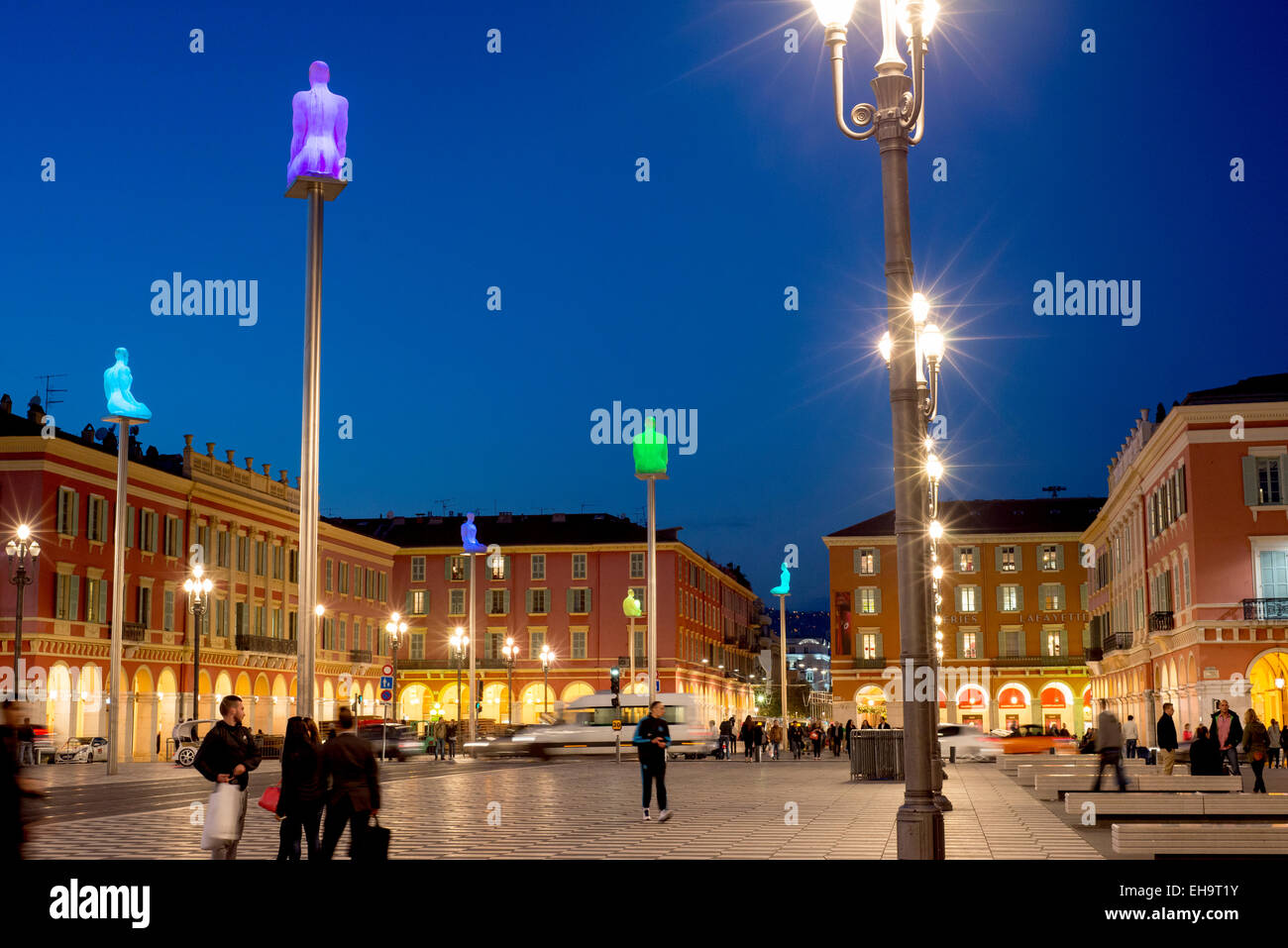 Place Massena square in the Old Town center of Nice, Provence, France ...