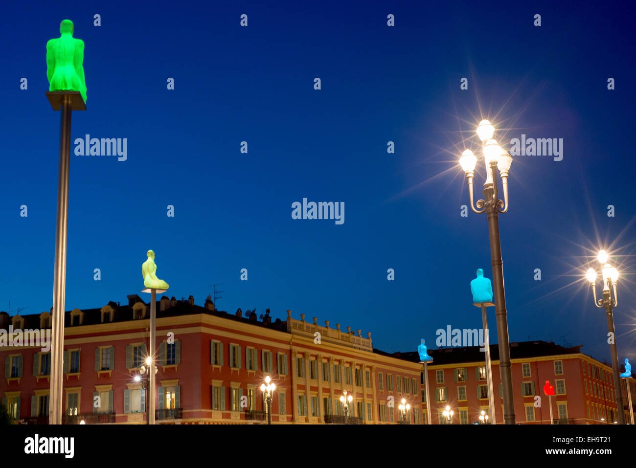 Place Massena square in the Old Town center of Nice, Provence, France ...