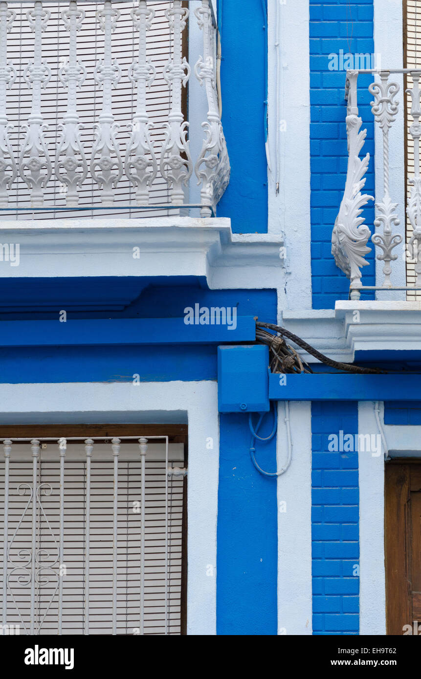 Mediterranean colors on an old facade in Valencia Cabanyal district ...