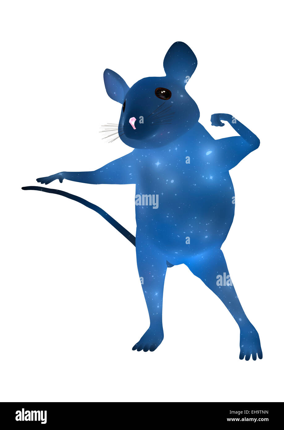 3D digital render of a happy dancing blue mouse isolated on white ...
