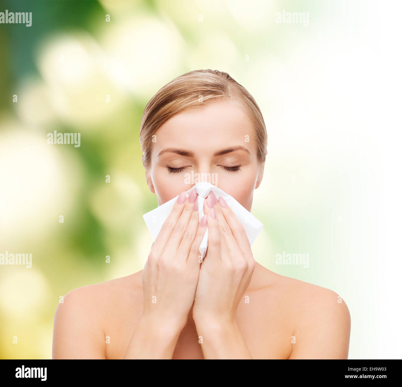 beautiful woman with paper tissue Stock Photo - Alamy