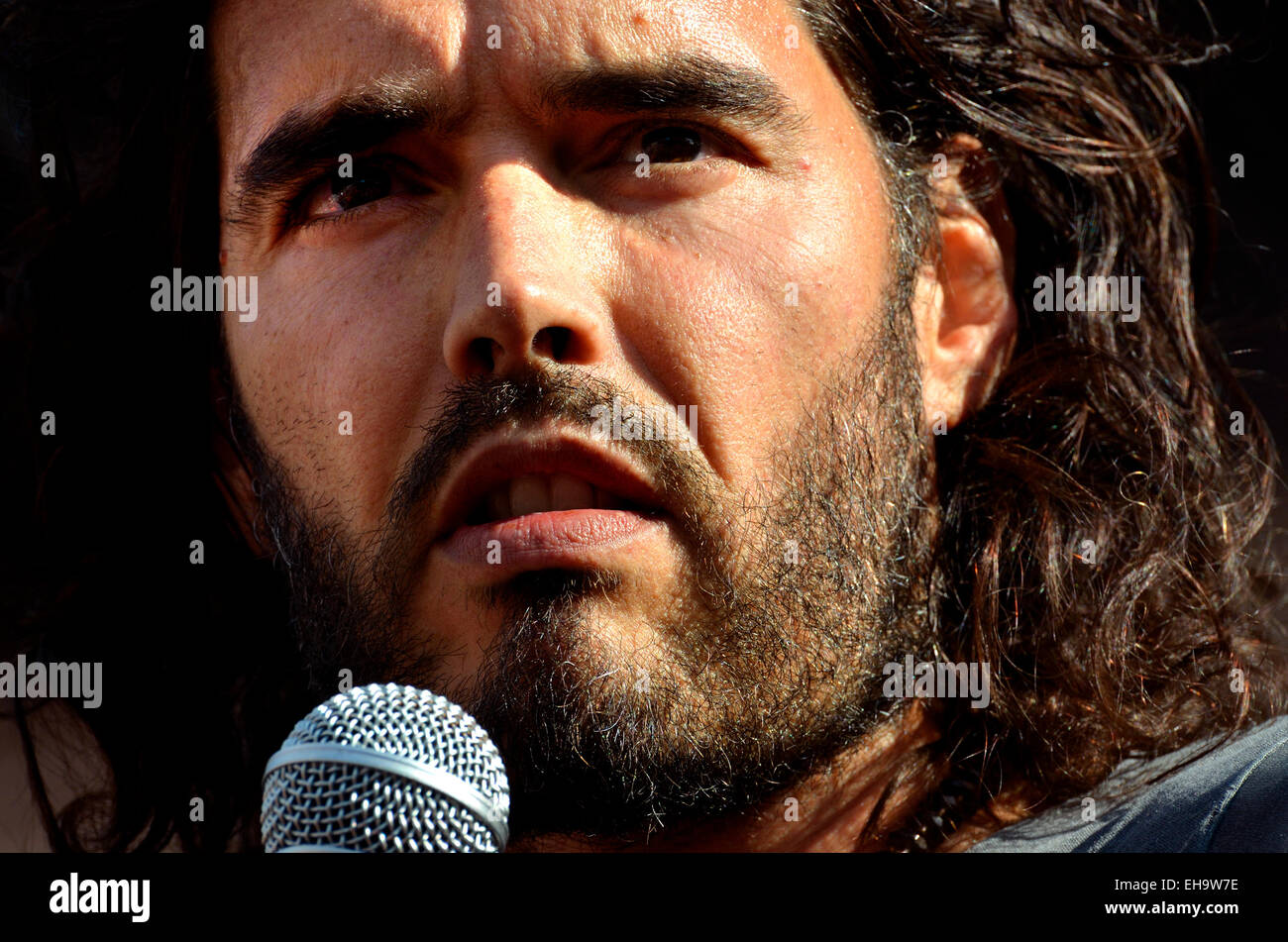 Russell Brand, comedian, speaking at The People's Assembly ...