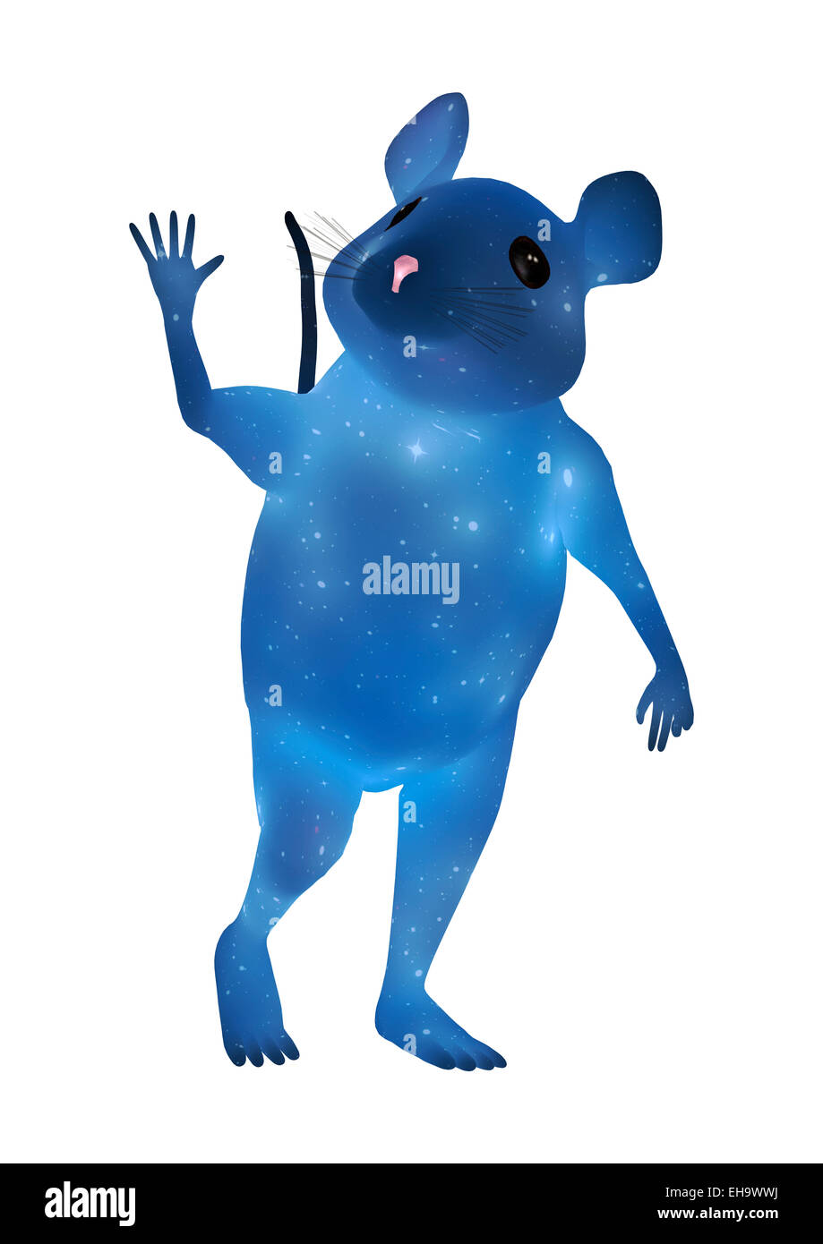 3D digital render of a blue mouse waving isolated on white background ...