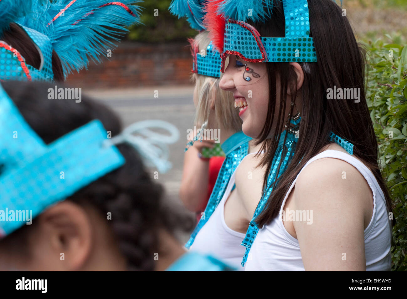 Smiling Suffolk School of Samba dancer smiling Stock Photo - Alamy