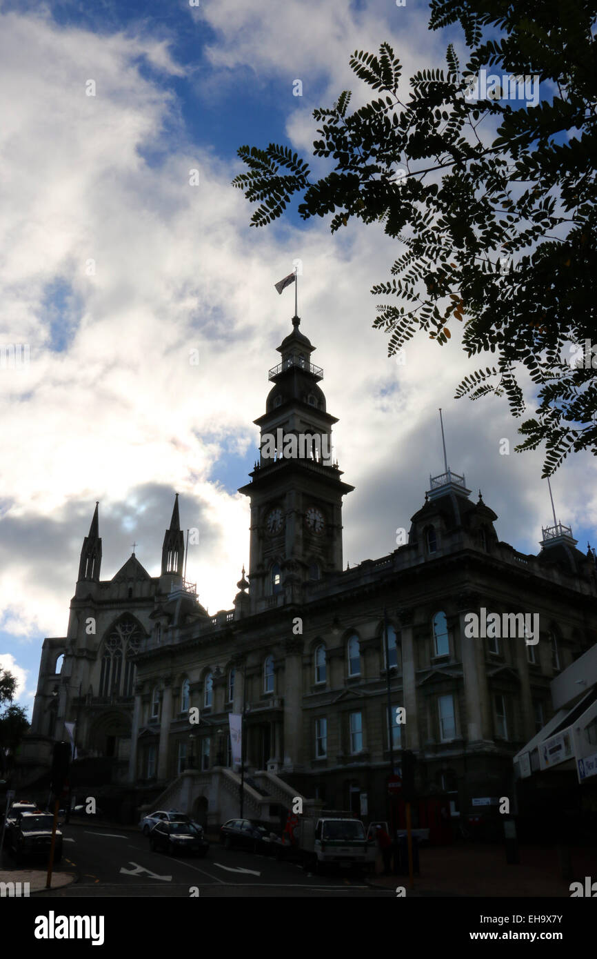 St Paul's Cathedral and The Dunedin Town Hall Dunedin New Zealand Stock ...