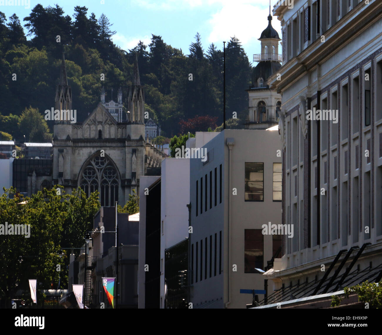 St Paul's Cathedral and The Dunedin Town Hall Dunedin New Zealand Stock ...