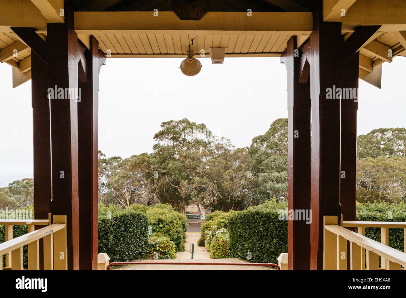 View from verandah of historic Mount Buffalo Chalet, Mount Buffalo ...
