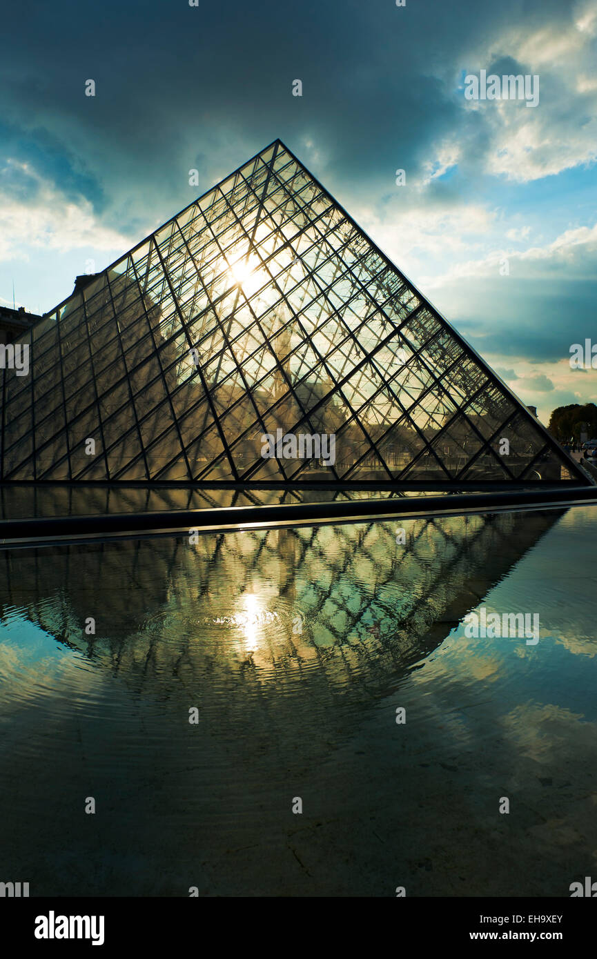 Pyramid at the Museum Louvre Paris Il de Paris France Europe Stock ...