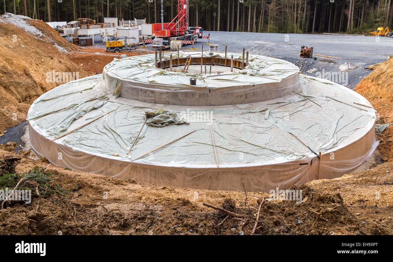 Base for a windmill built in the wind farm Stock Photo - Alamy