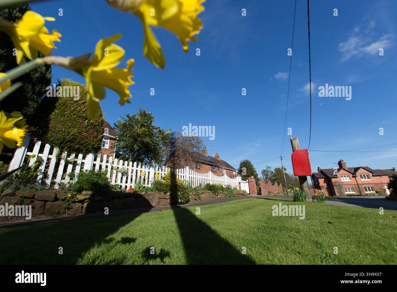 Village of Barton, England. Picturesque spring view of Barton Road ...