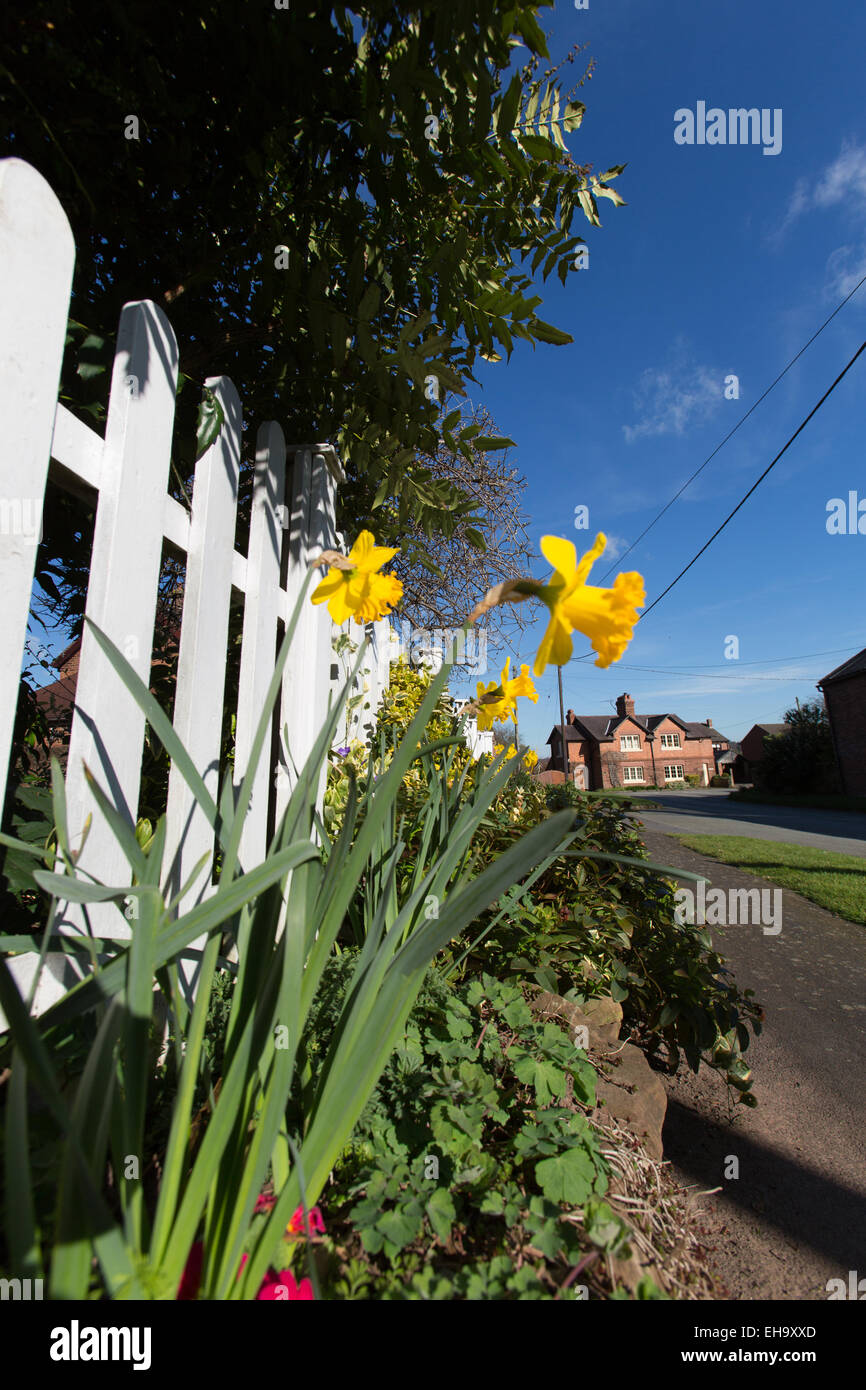 Village of Barton, England. Picturesque spring view of Barton Road ...
