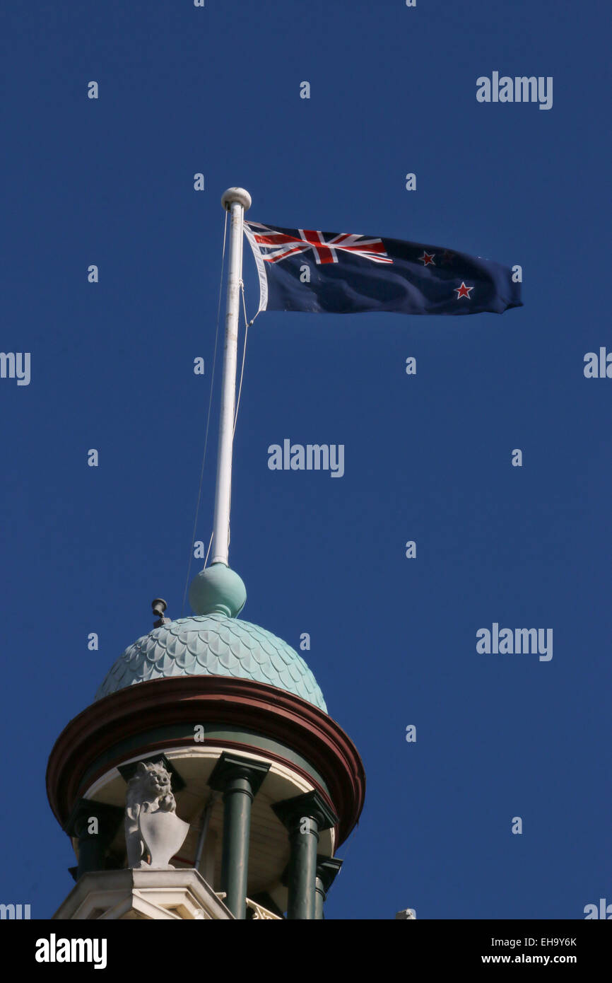New Zealand Flag Dunedin Railway Station in Dunedin New Zealand Stock ...