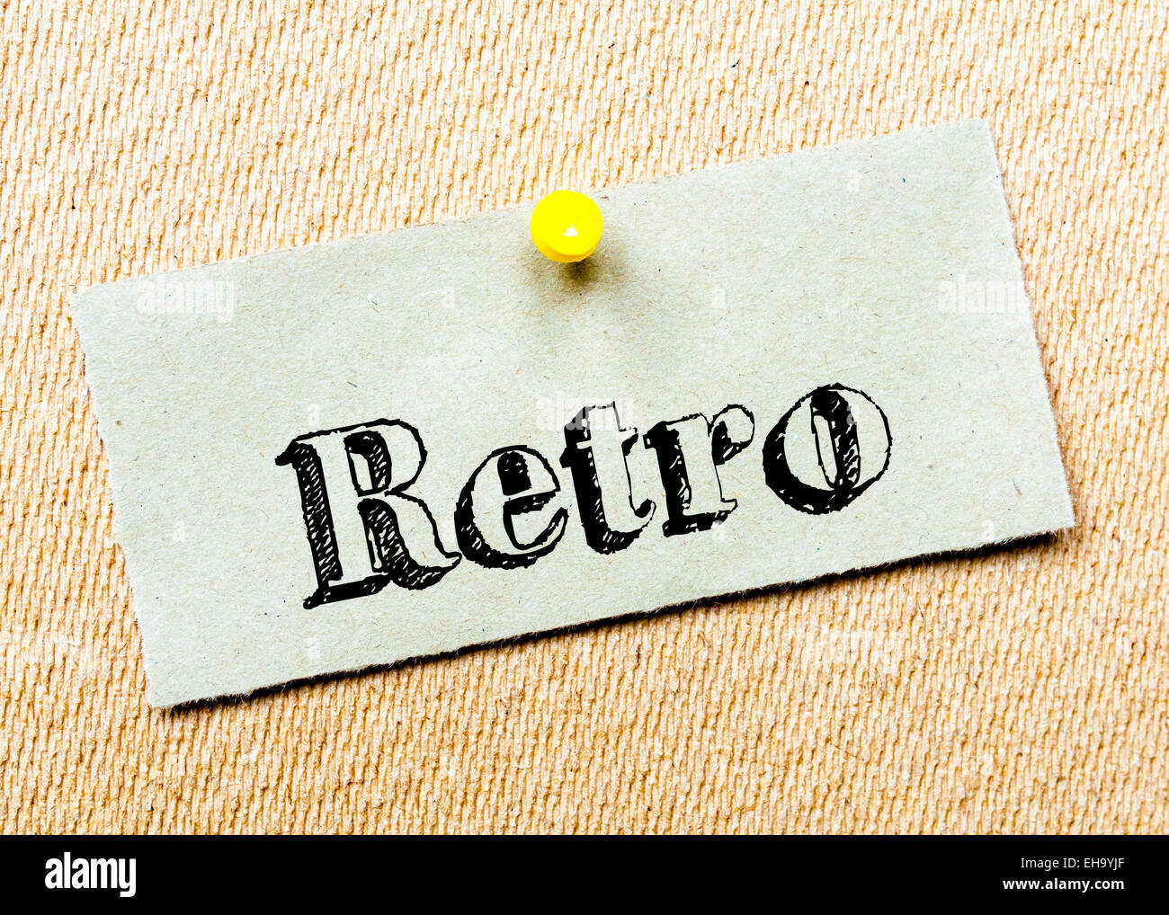 Recycled paper note pinned on cork board. Retro Message. Concept Image ...