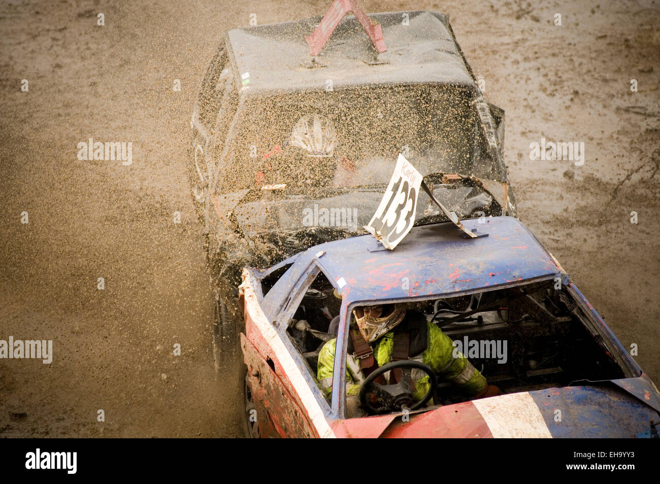 2 banger racers crash into each other in a destruction derby Stock ...