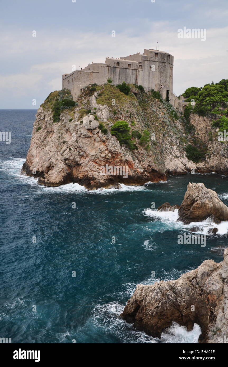 Castle on the coastline of Dubrovnik - Croatia Stock Photo - Alamy