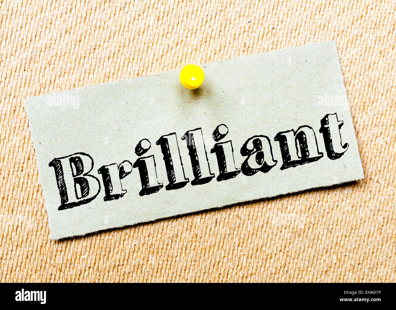 Recycled paper note pinned on cork board. Brilliant Message. Concept ...