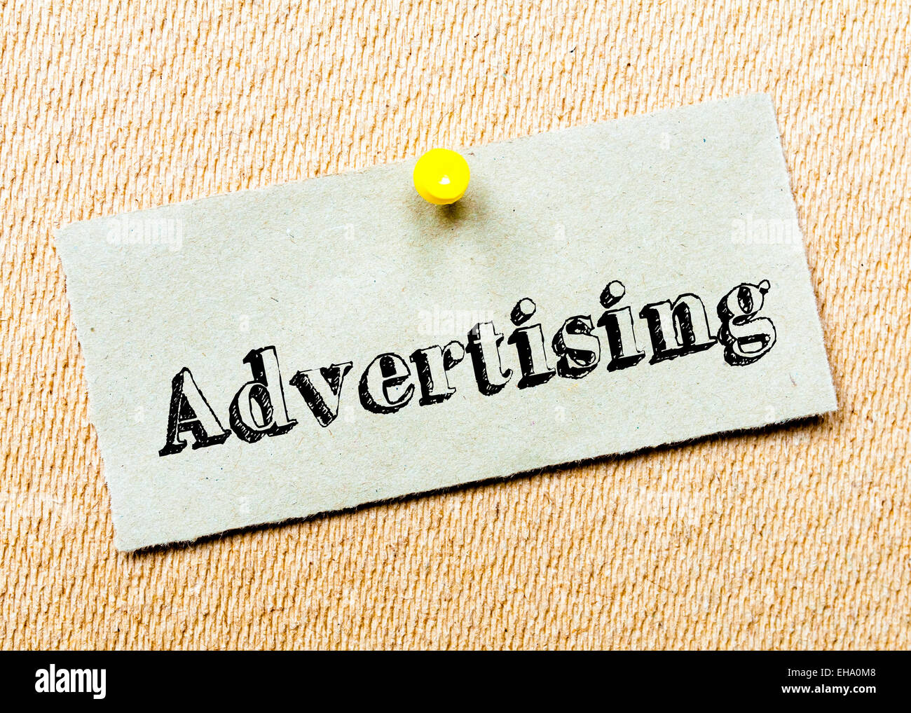 Recycled paper note pinned on cork board. Advertising Message. Concept ...
