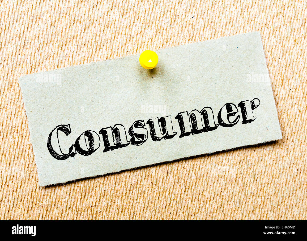 Recycled paper note pinned on cork board. Consumer Message. Concept ...