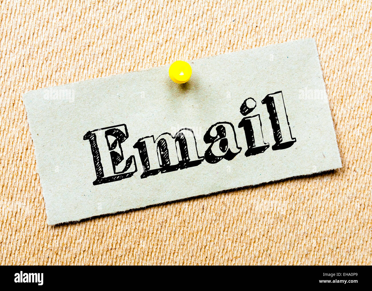 Recycled paper note pinned on cork board. Email Message. Concept Image ...