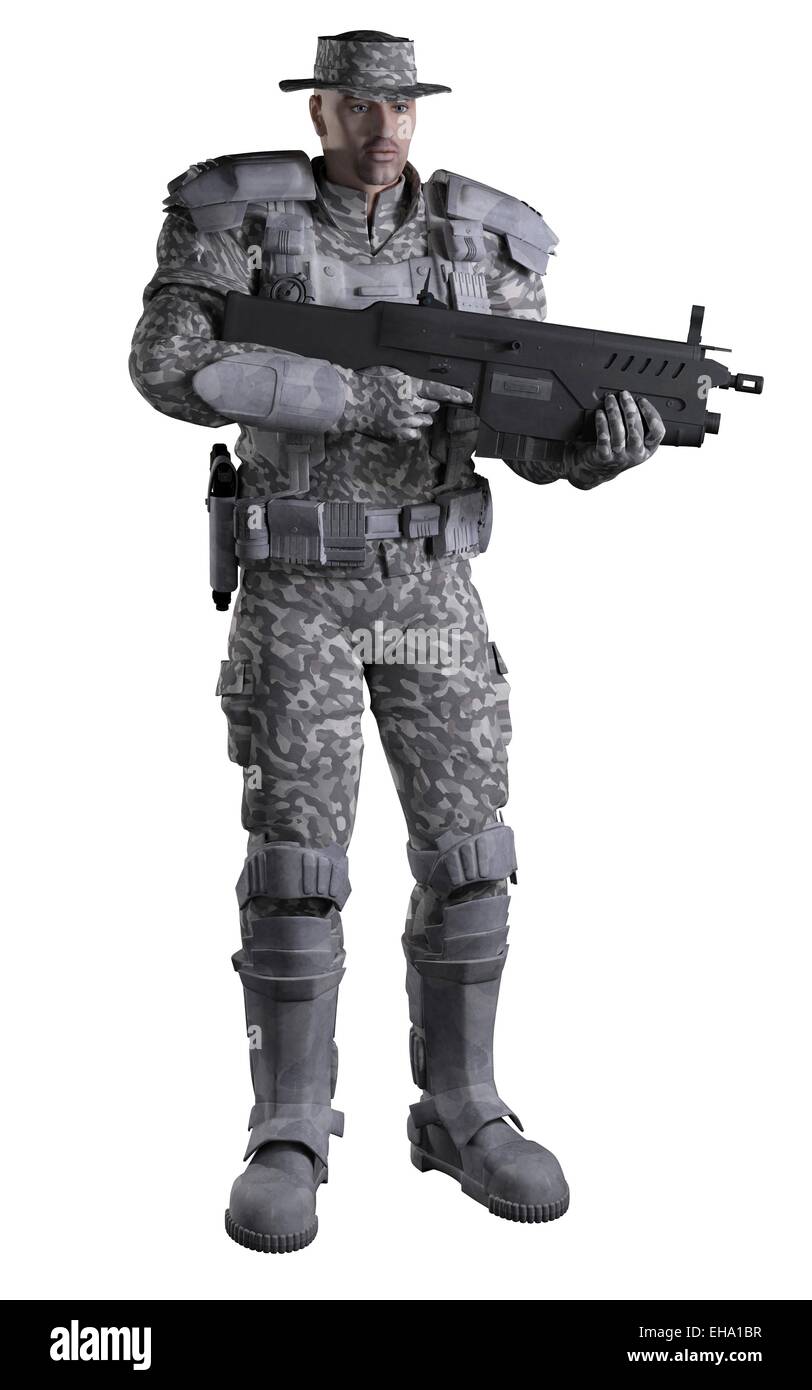 Futuristic Marine Ranger in Urban Camouflage, Standing Stock Photo - Alamy