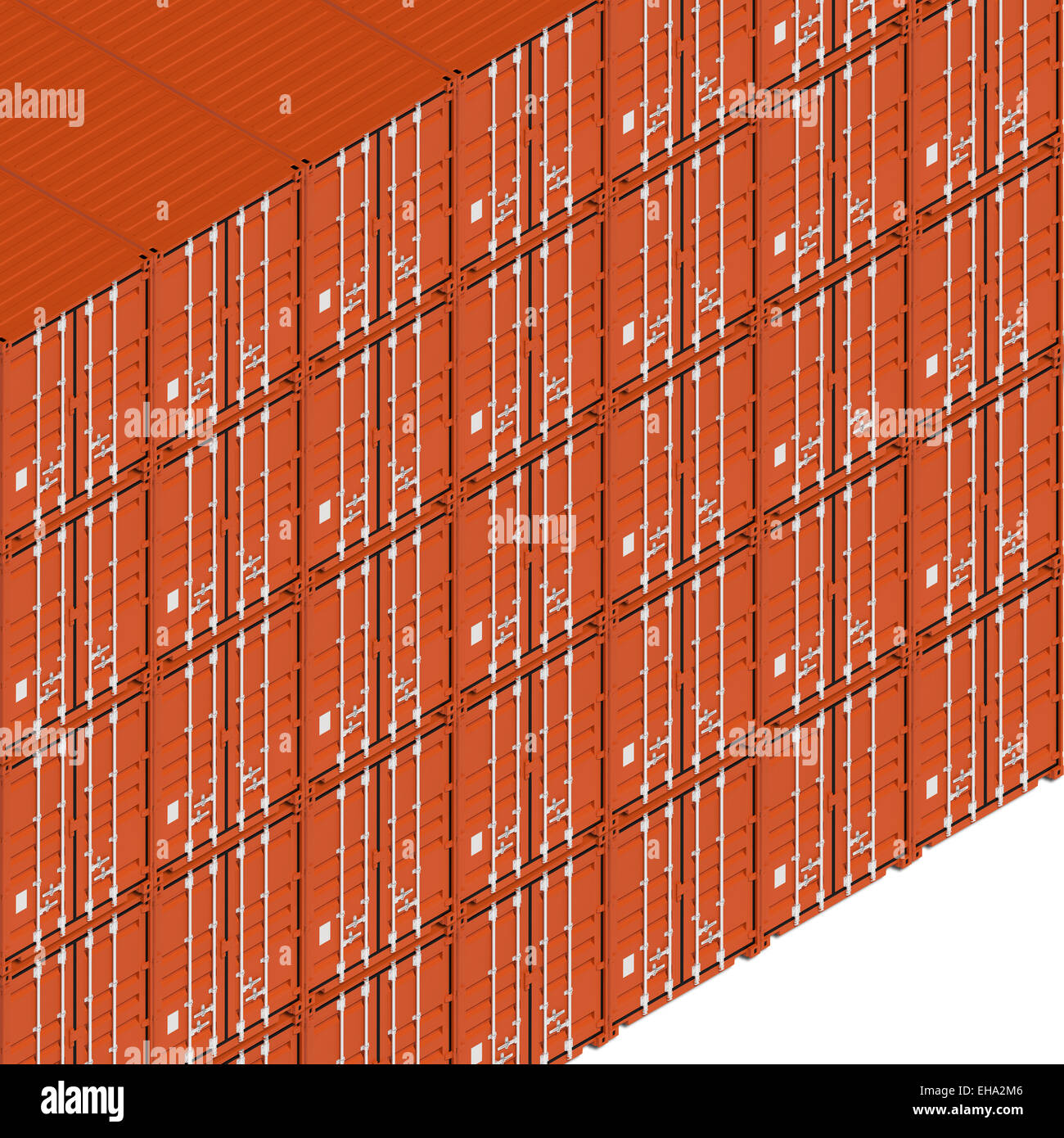 Red metal freight shipping containers, industrial cargo transportation ...