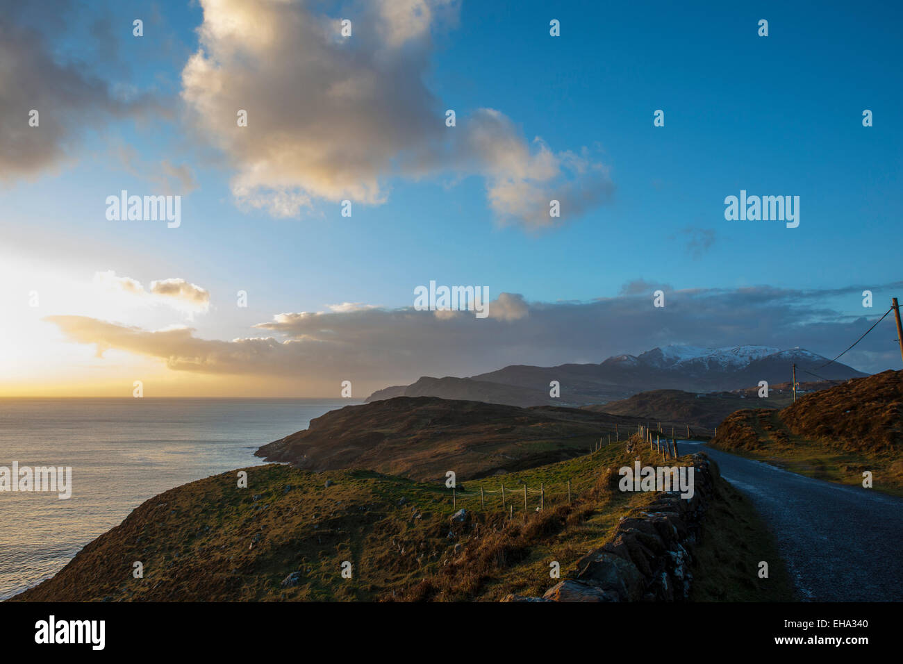 Sunset over the Atlantic Ocean Muckross Head, Kilcar, Donegal, Ireland ...